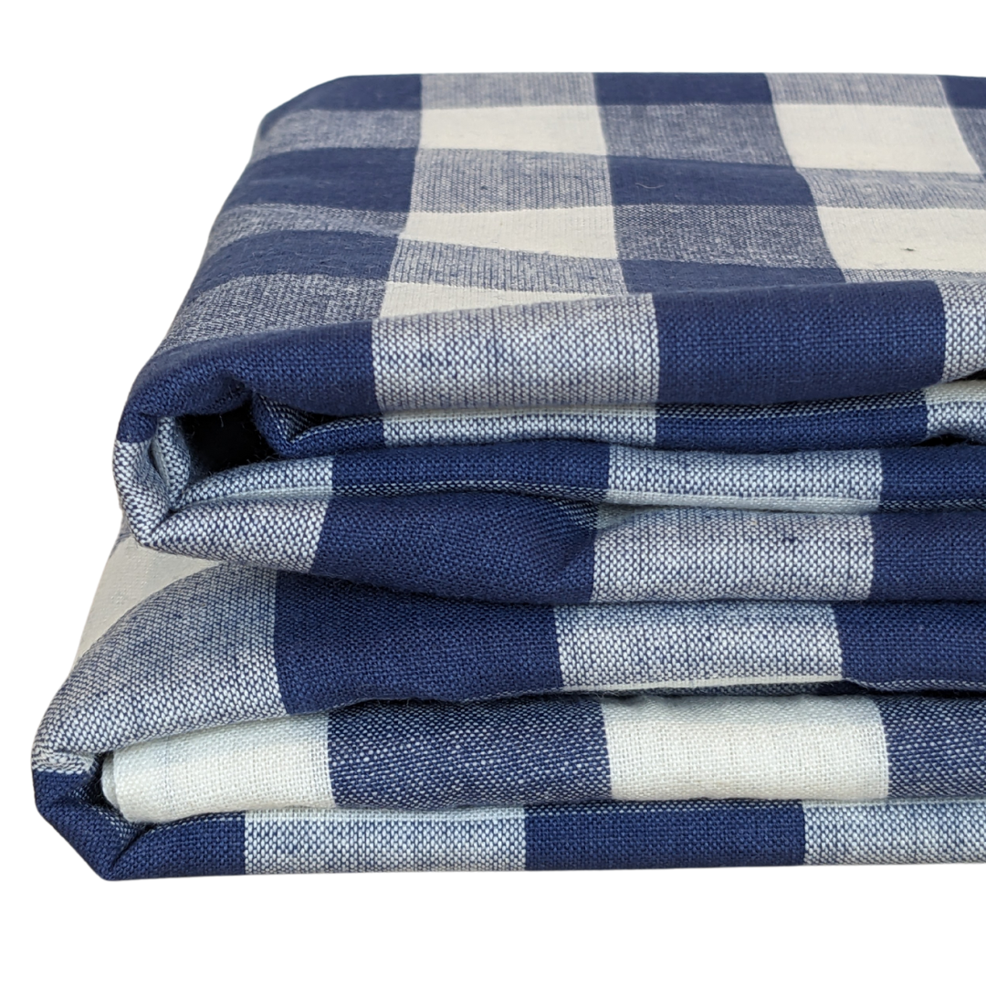 Navy and White Gingham organic cotton fashion fabric – Bawn Textiles
